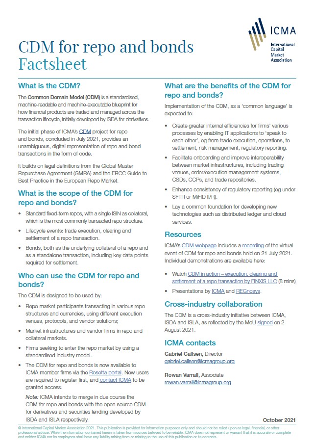 Common Domain Model (CDM) » ICMA